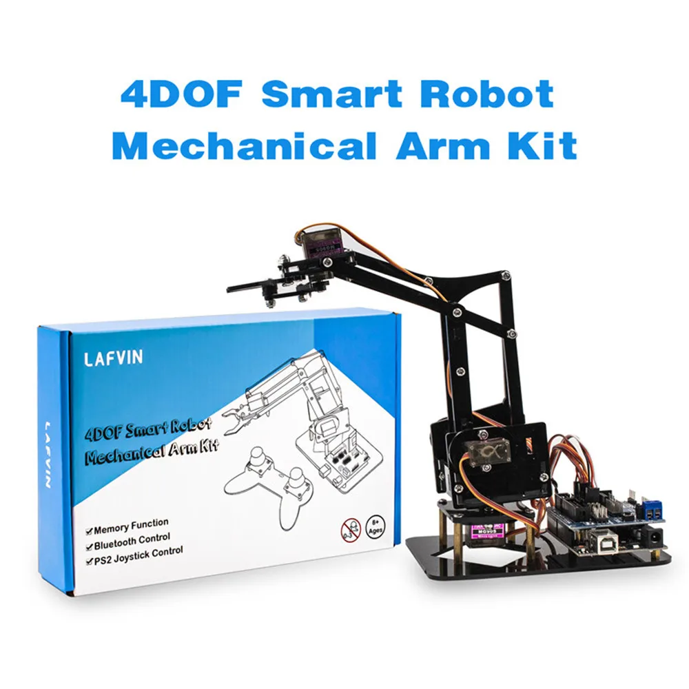 LAFVIN 4DOF Acrylic Toys Robot Mechanical Arm Claw Kit for Arduino for ...