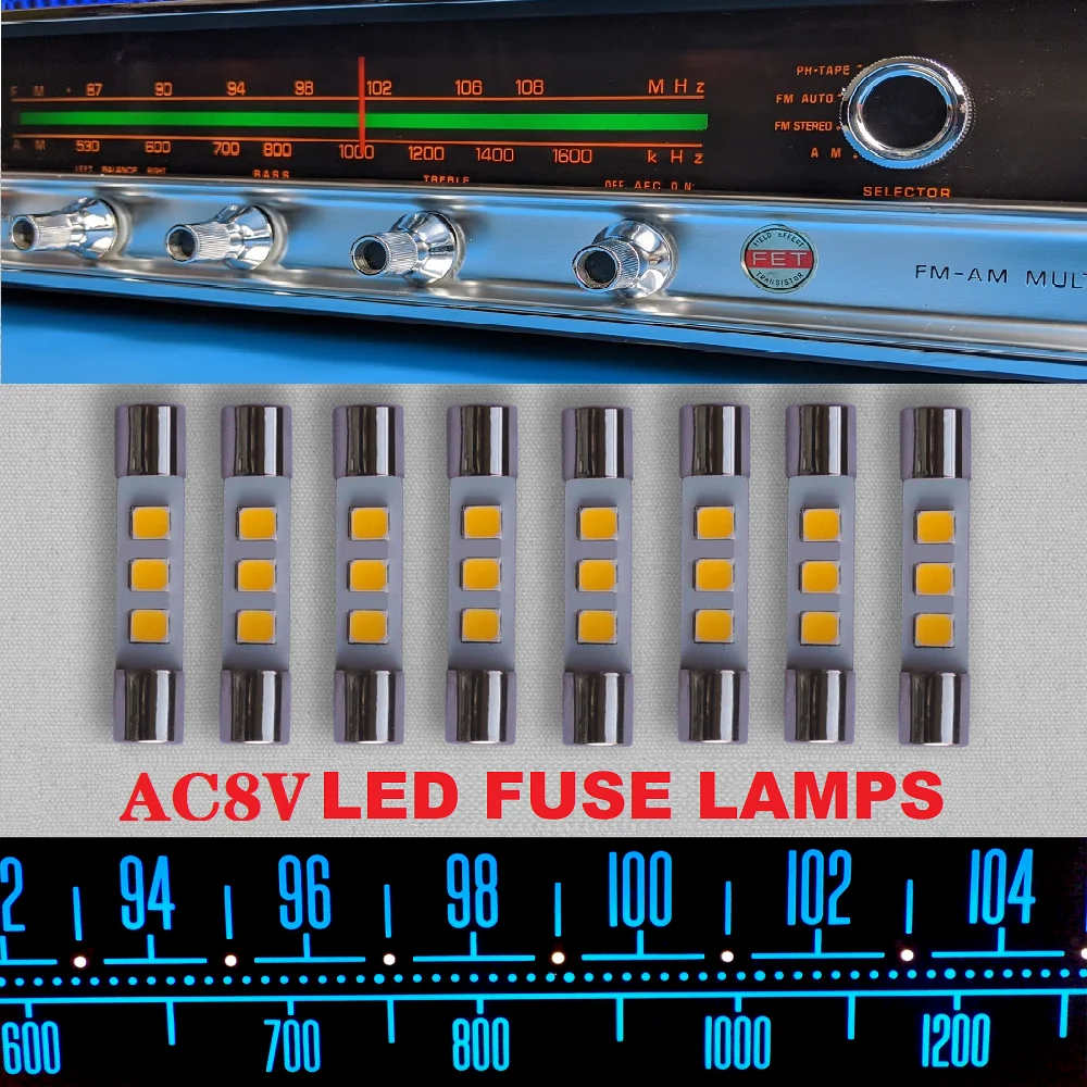 Tecolampe 10 New AC8V LED Dial Face Lamps Tuner Backlights Fuse Bulbs ...