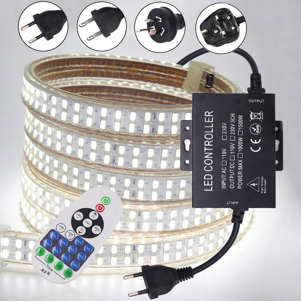 Super Bright LED Light Strip 220V 110V 240LED/m 5730 Waterproof ...