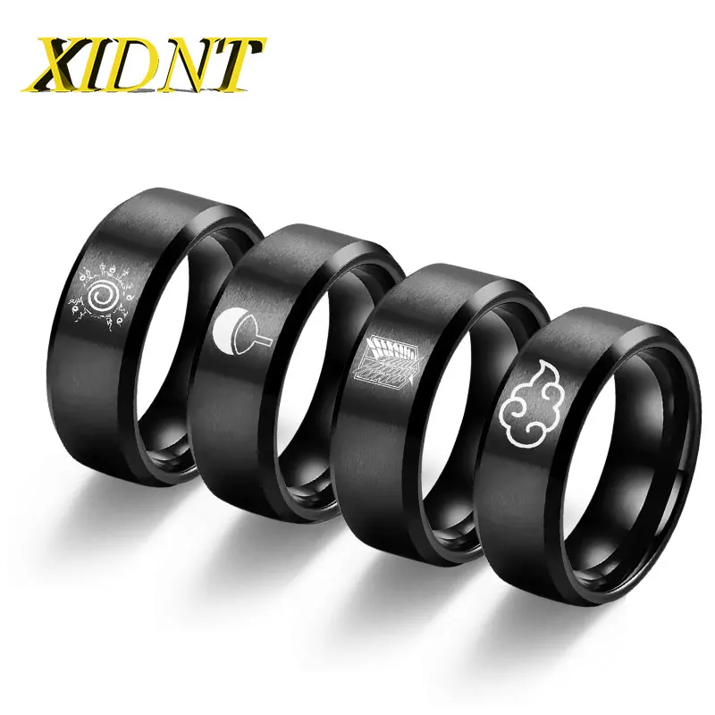 Xidnt Japanese Anime Men's Ring Black Stainless Steel Cosplay Cartoon ...