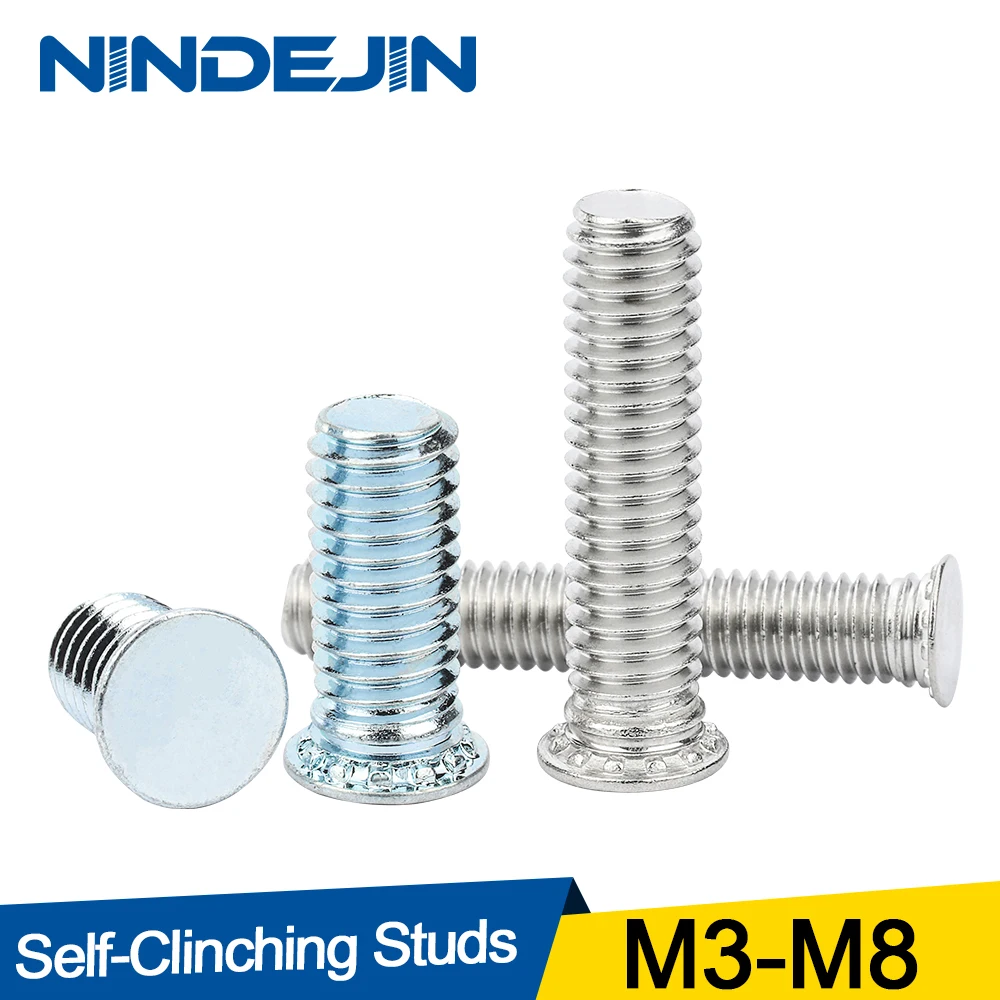 NINDEJIN self clinching screw studs pressure rivet screw zinc plated 304 stainless steel M3 M4 ...