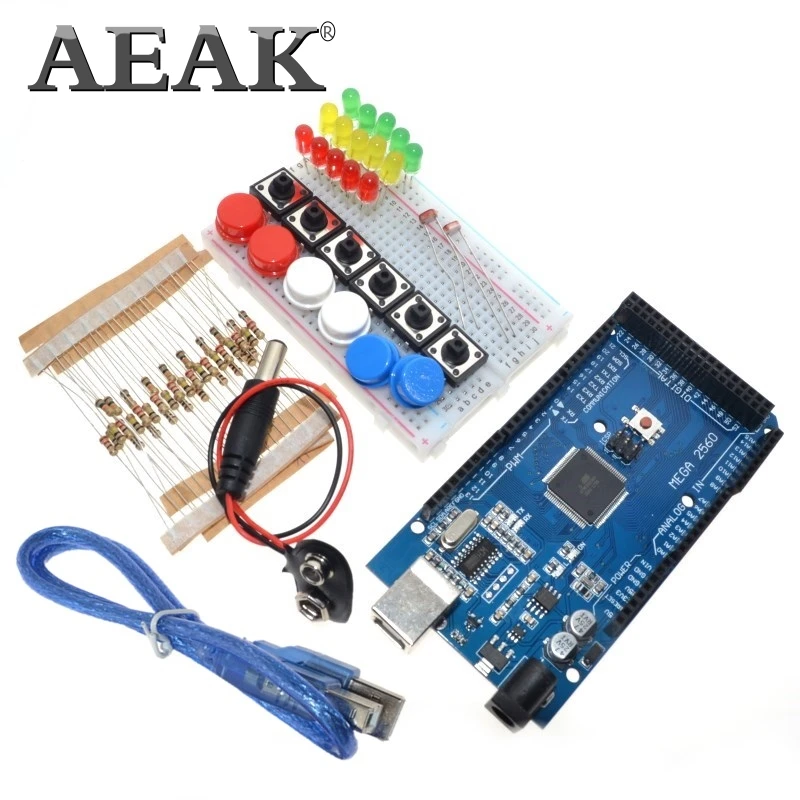 AEAK Kit de iniciación electrónico inteligente Mega 2560, mini Placa de ...