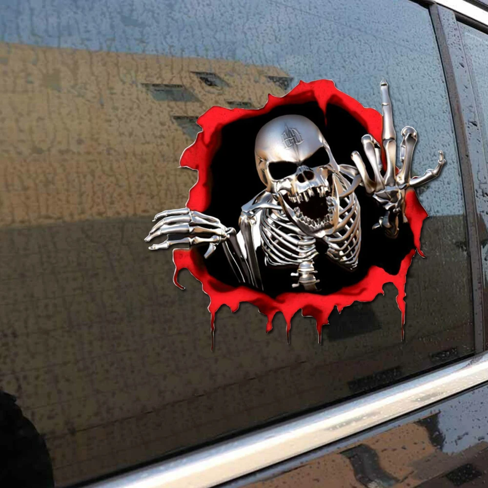 3D Metal Skeleton Skull Body Window Trunk Bumper Emblem Badge Car Decal ...