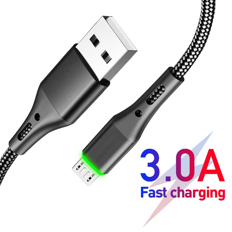 Cable Micro USB de carga rápida para móvil, adaptador de carga de datos para Samsung S9, Xiaomi ...