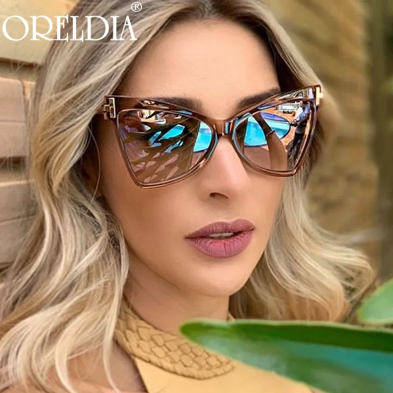 Fashion Oversized Cat Eye Sunglasses Women Men Luxury Sunshade Glasses ...