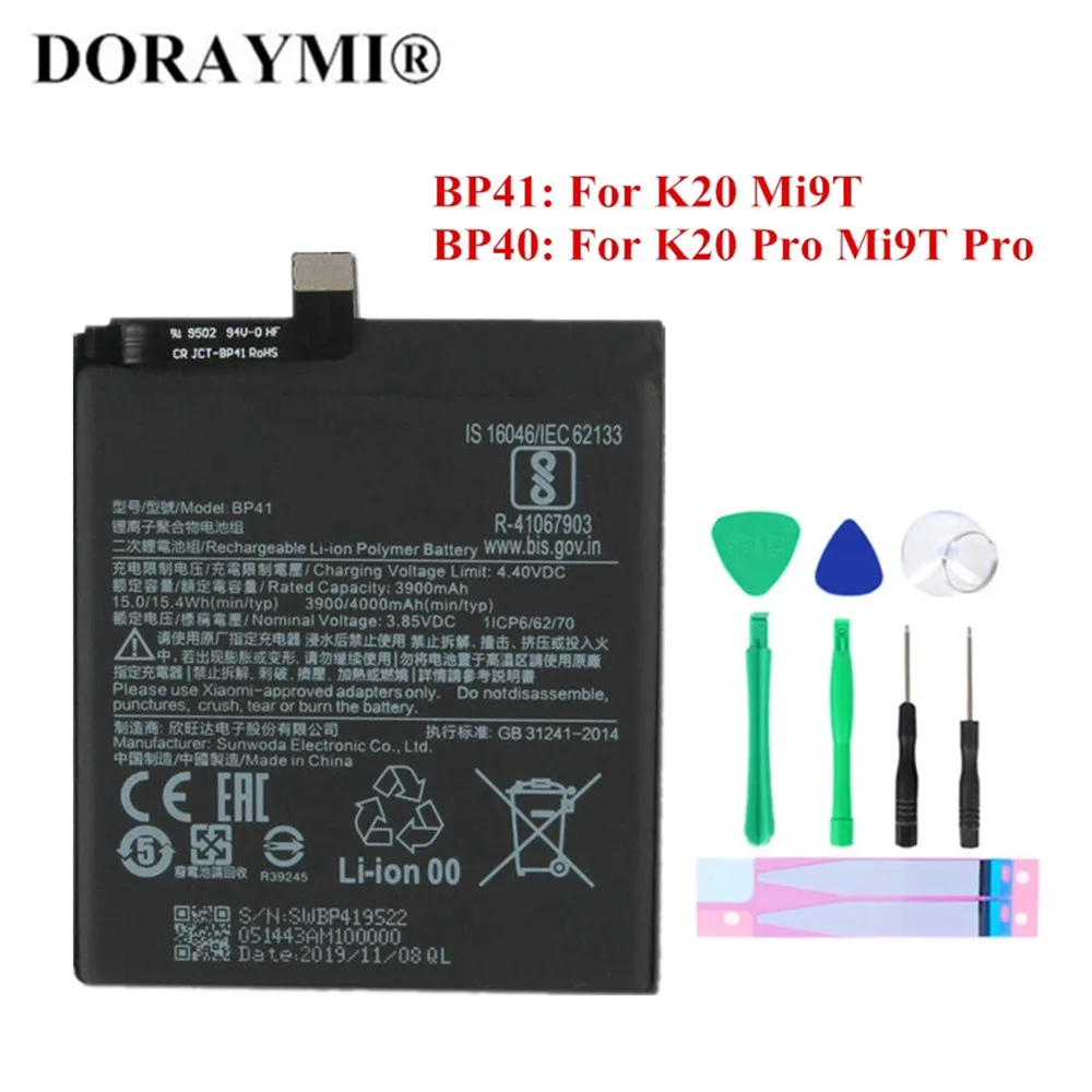 Original DORAYMI Phone Battery for Xiaomi Redmi K20 Pro Bateria 4000mAh ...