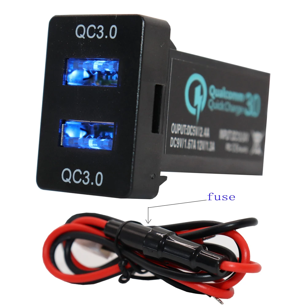 Dual USB Quick Charge 3.0 USB Charger Socket 12V/24V with Connector ...