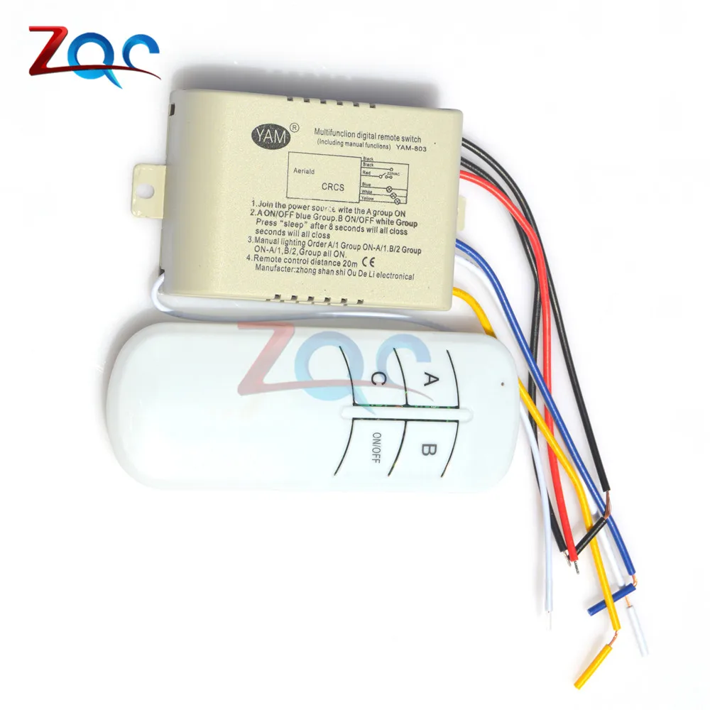 Rf Remote Control Led Light Switch 3 Way Relay 220v 50/60hz Digital ...