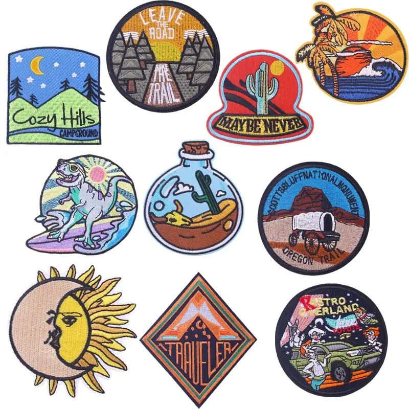 Natural-Mountain-Space-Embroidered-Patches-On-Clothes-Desert-Lake ...