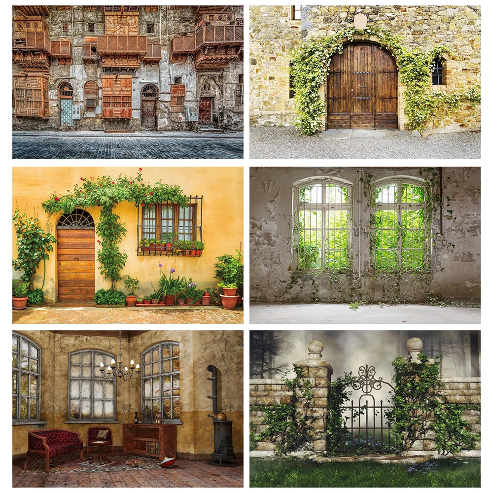 Laeacco Old Deserted Rural House Wooden Window Wall Vine Interior Scene ...