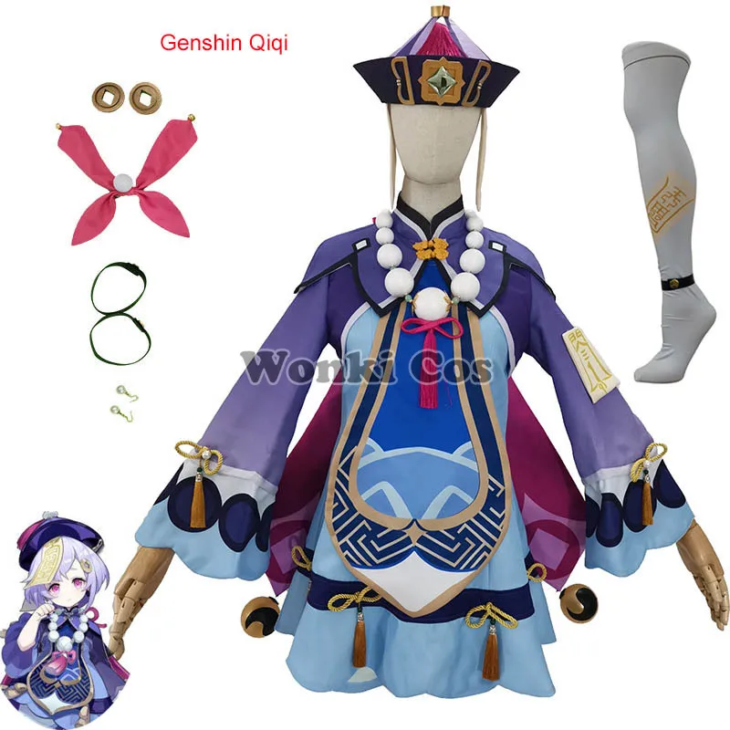 Genshin Impact Cosplay Qiqi Qi Qi Cosplay Costume Zombie Girl Dress ...