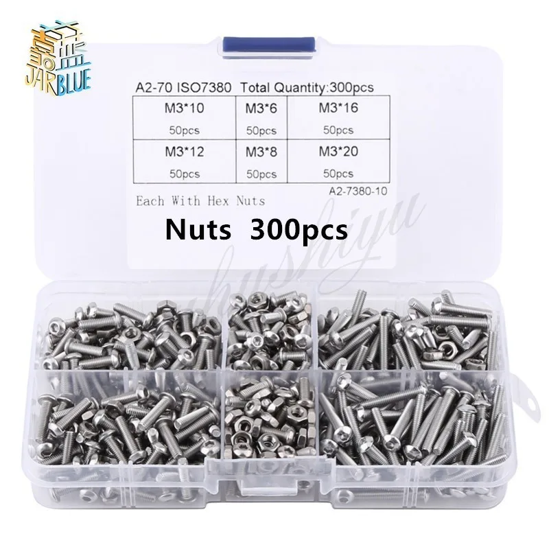 Stainless Steel Hex Socket Button Head Screws Nuts - 600pcs/set M3 ...