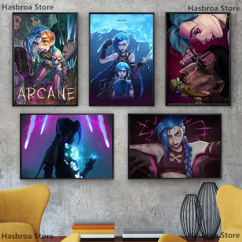 Wall Art Picture Prin Poster Arcane Series Anime League of Legends Jinx ...