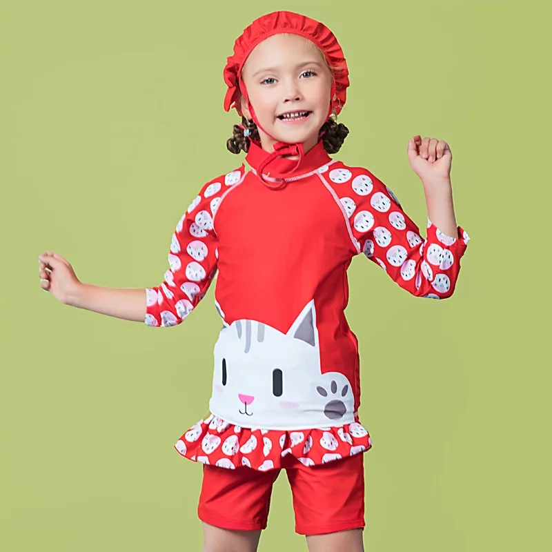 Girls Bikini Set Swimwear for Kids with Cap 2019 New Split Children's ...