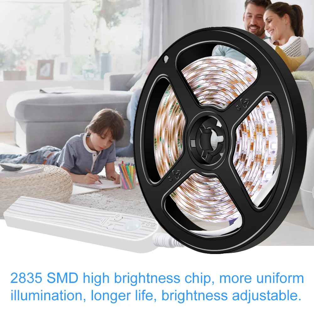 Wireless PIR Motion Sensor LED Strip Lamp 60 120 180leds Light Tape ...