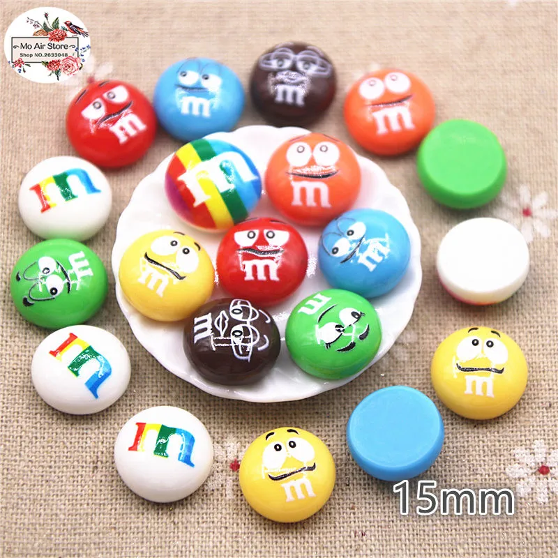 20pcs Kawaii Resin M Beans Chocolate Candy Flat Back Resin Cabochons ...
