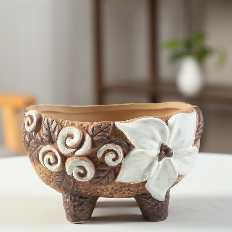 Large Hand Painted Clay Pots