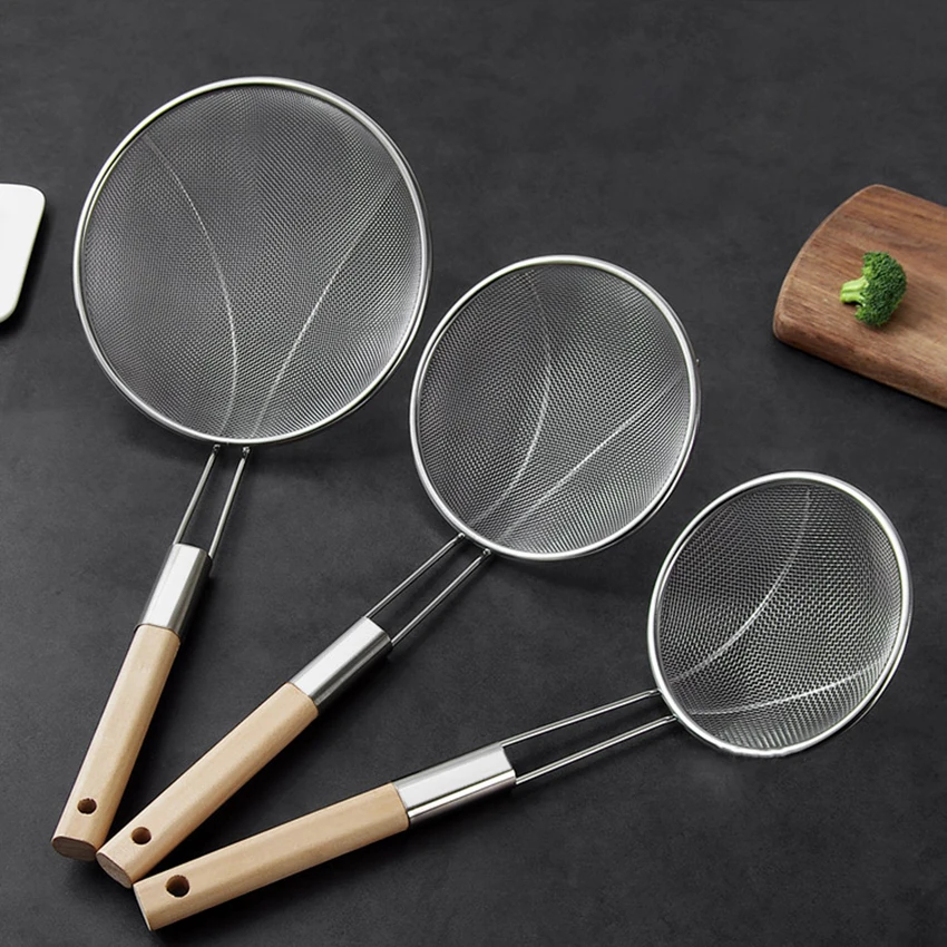 Stainless Steel Fine Mesh Strainer Colander Sieve Sifter With Wooden ...