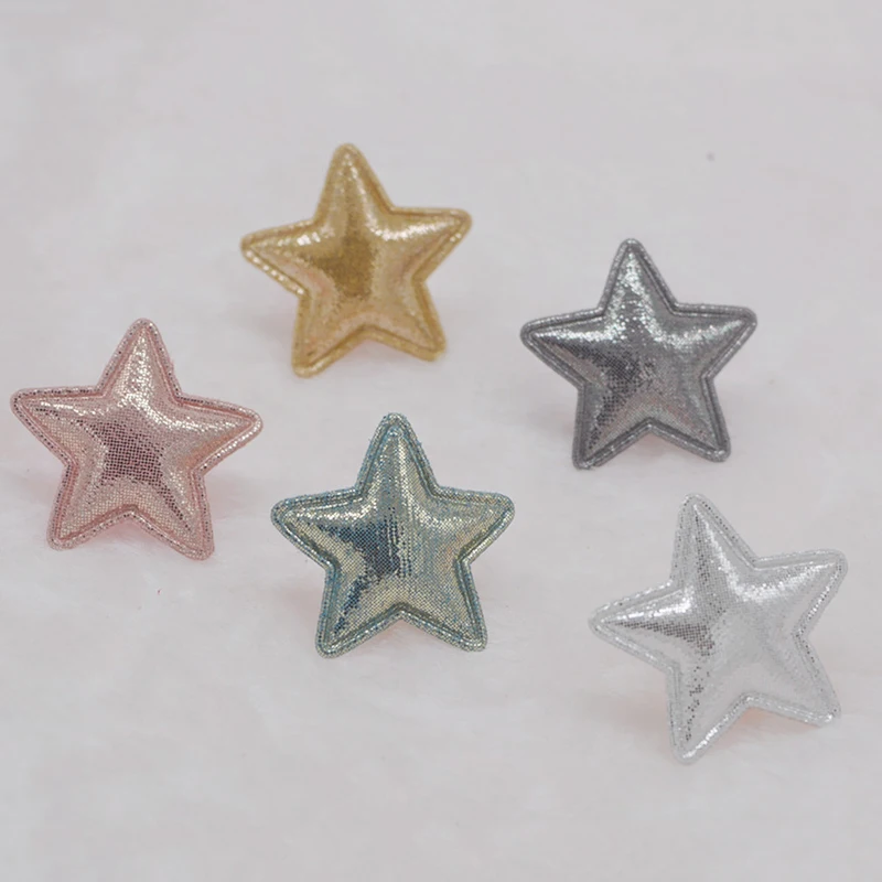 80Pcs/Lot 3.5CM Pu Star Padded Appliques For Children Hair Clip ...