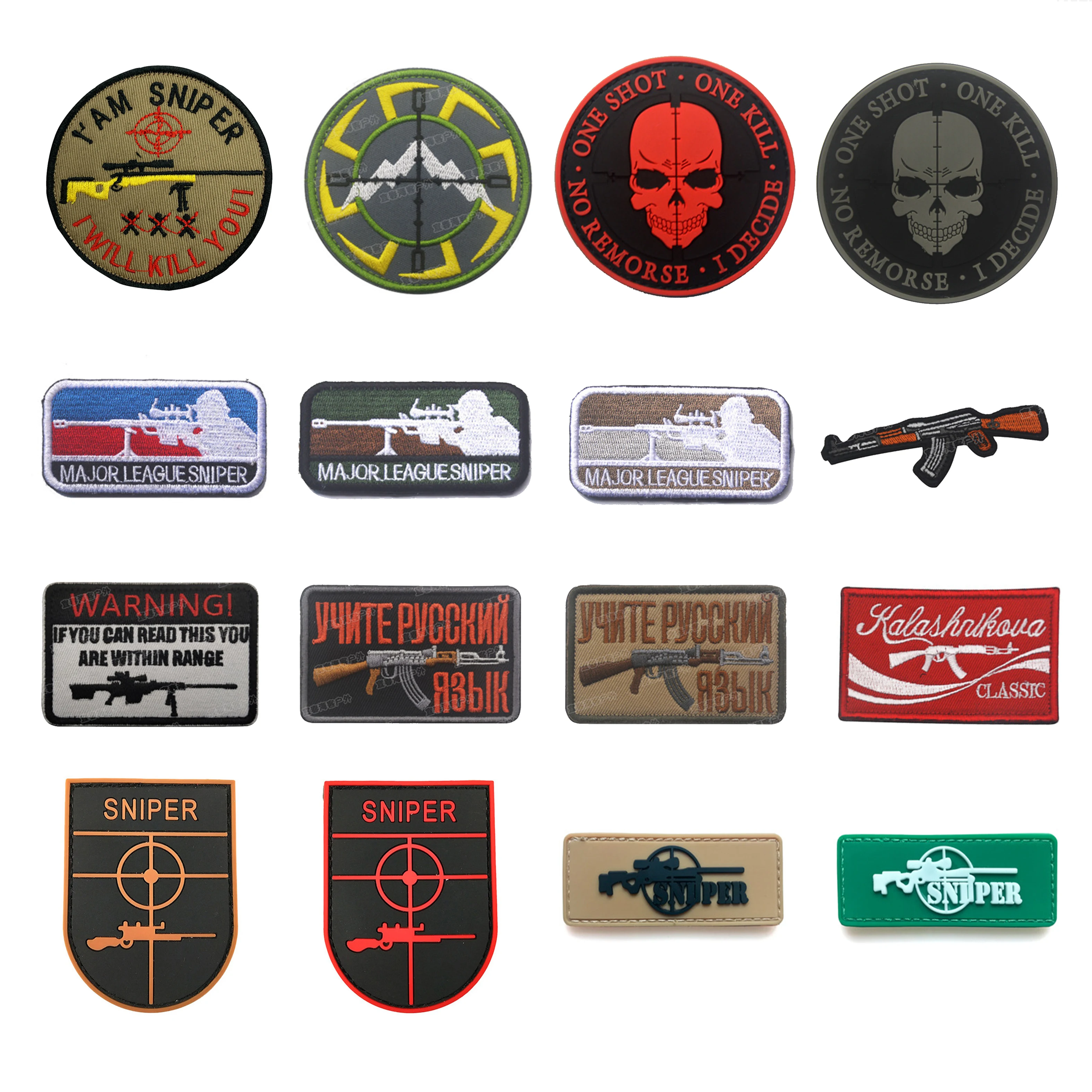 3D-PVC-Shooter-Sniper-Patches-One-Shot-One-Kill-Rubber-Army-Tactical ...
