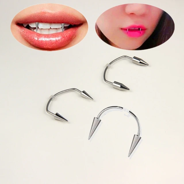 Vampier Smiley Piercing 2pc Dracula Nail Surgical Steel Smiley
