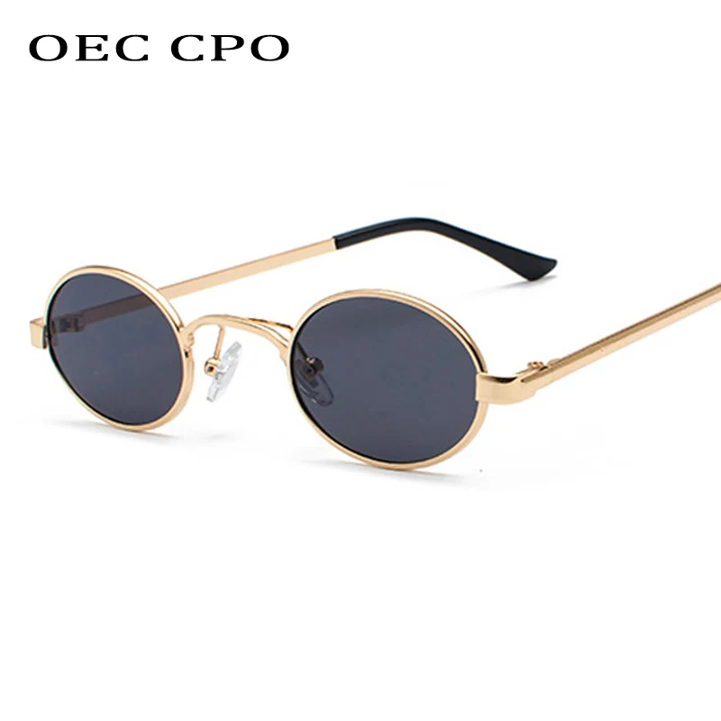 Oec Cpo Classic Small Frame Oval Sunglasses For Men Brand Design Metal ...
