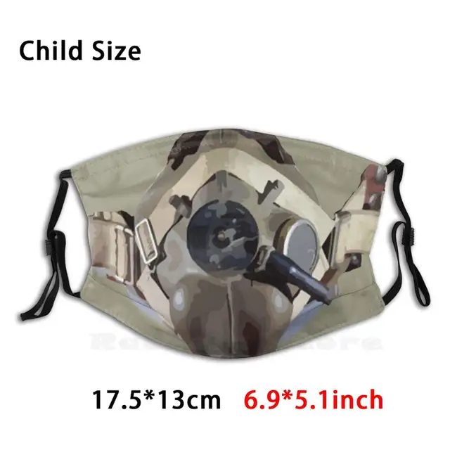 Wwii Pilot Mask Funny Print Reusable Pm2.5 Filter Face Mask Fighter ...