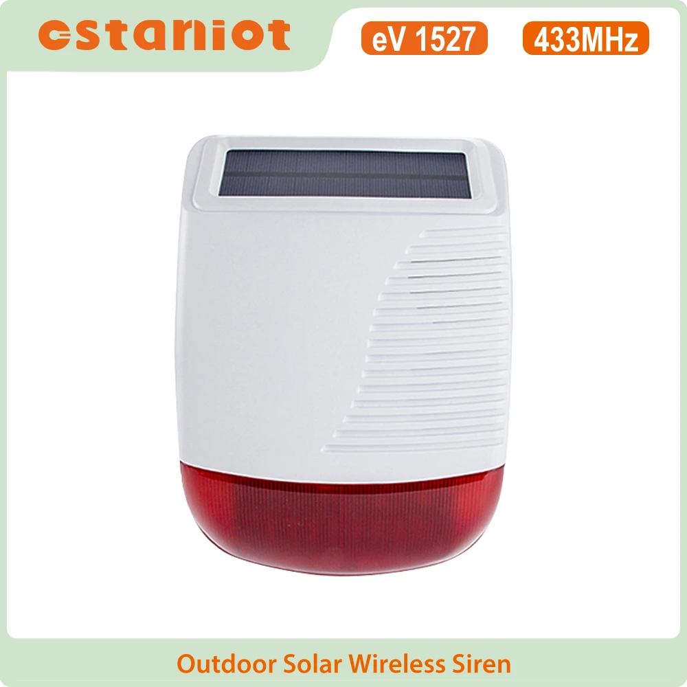 Ostaniot Wireless Outdoor Solar Strobe Siren 433mhz Waterproof High Decibel Siren With Light ...