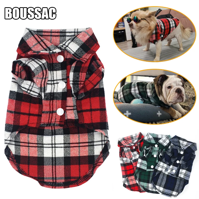 Dog Shirts British Style Plaid Pet Dog Clothes for Small Dogs Cotton ...