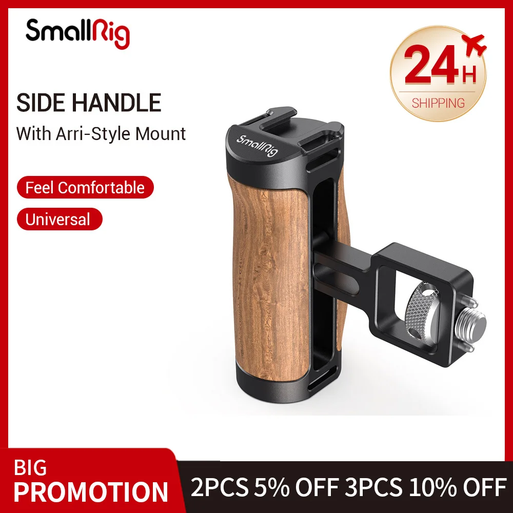 SmallRig Adjustable DSLR Camera Hand Grip Wooden Mini Side Handle (ARRI ...