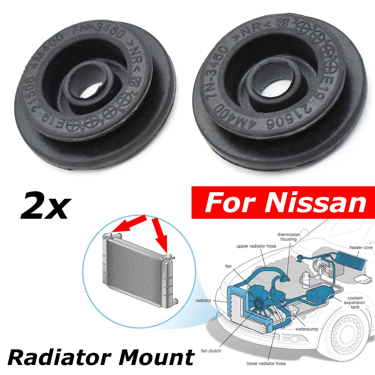 2x-Upper-Radiator-Mount-Bracket-Bushing-21506-4M400-Mounting-Holder-for ...
