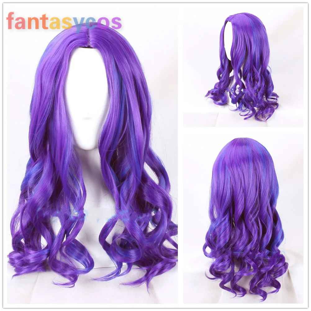 Descendants 3 Mal Purple Long Wavy Synthetic Hair Wig Christmas Wigs+ ...