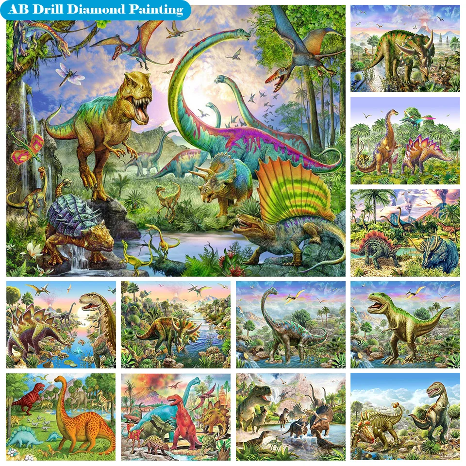 AB Diamond Painting Dinosaur 5D DIY Full Square New Arrival Diamond ...
