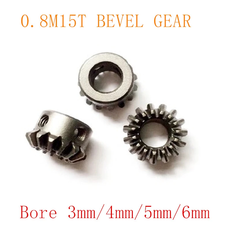 2pcs 1:1 Bevel Gear 0.8 Modulus 15 Teeth 0.8m15t 90 Degree Drive ...