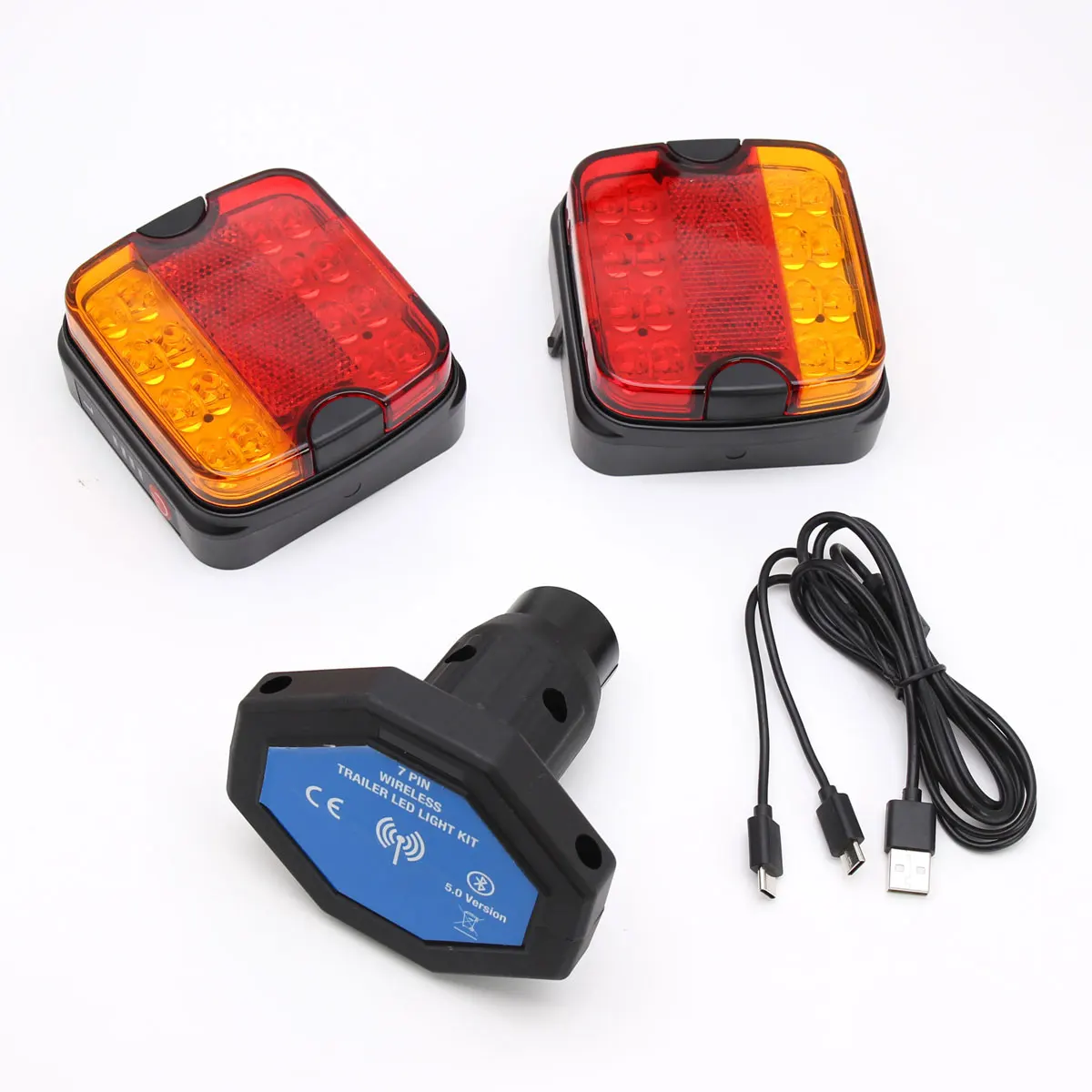 Tow Lights Kit Magnetic Rechargeable Trailer Turn Signal For Utility ...