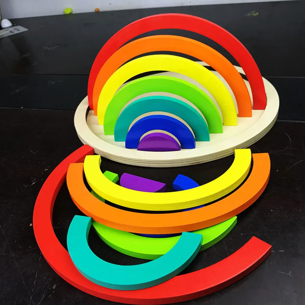 Baby Wooden Building Blocks Education Toyfor children Rainbow Arch ...