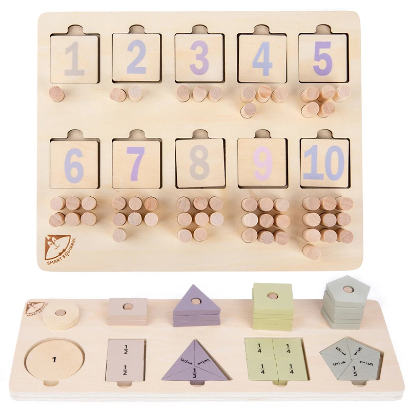Kids Wooden Montessori Educational Board Early Math Toys Geometric ...