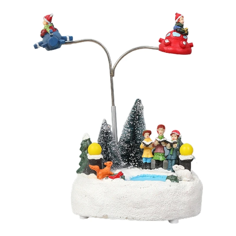 Creative Christmas Scene Resin Ornament with LED Light Music Animated ...