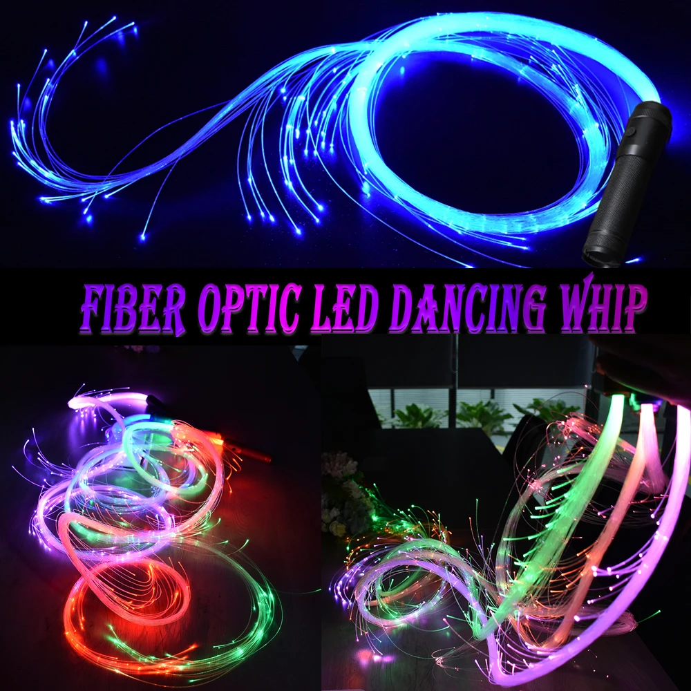LED Fiber Optic Whip Led Glow Gloves Multicolor Dance Whip Light Up ...