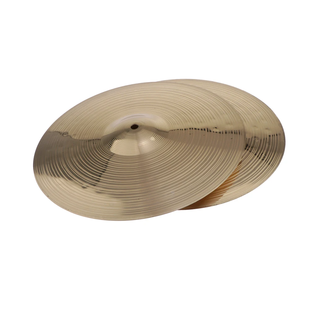 2pcs 14 Inch Drum Kit Hi Hat Cymbals Percussion Instrument Accessory(Golden