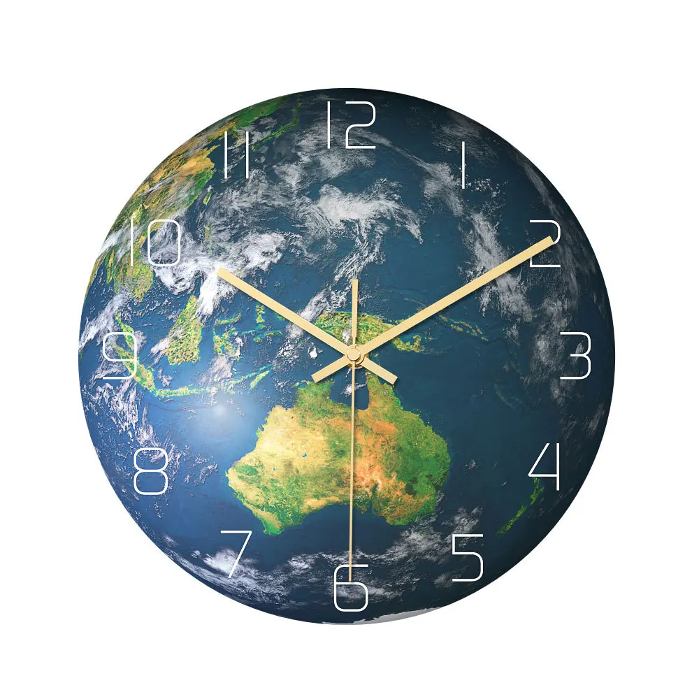 Earth Luminous Art Clocks Reloj de Pared Seven Continents Silent Wall ...