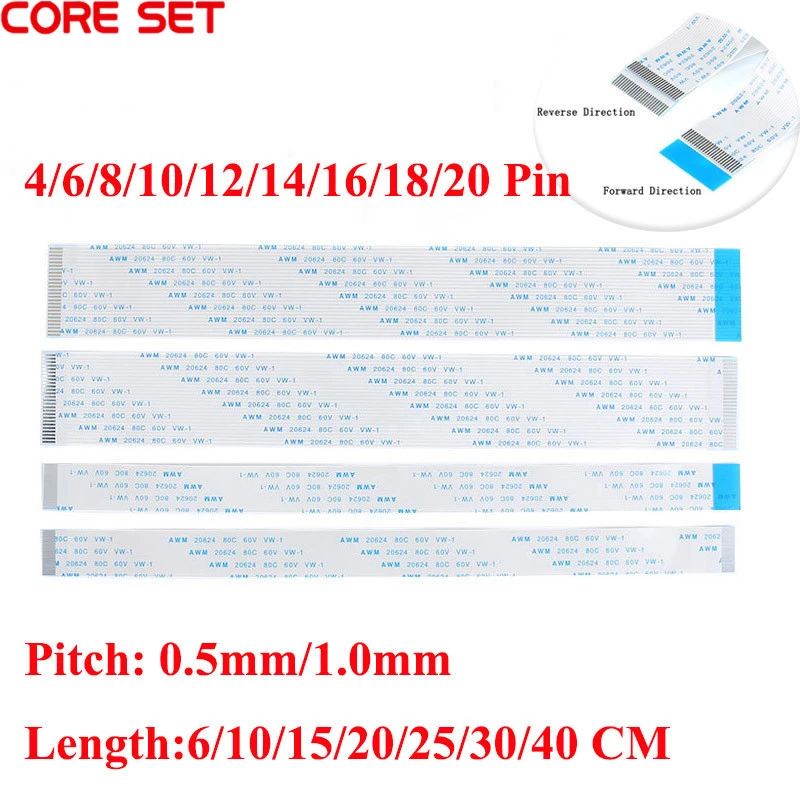 10pcs Fpc Ffc Ribbon Flexible Flat Cable 4/6/8/10/12/14/16/18/20 Pin Pitch 0.5mm 1.0mm A-type ...