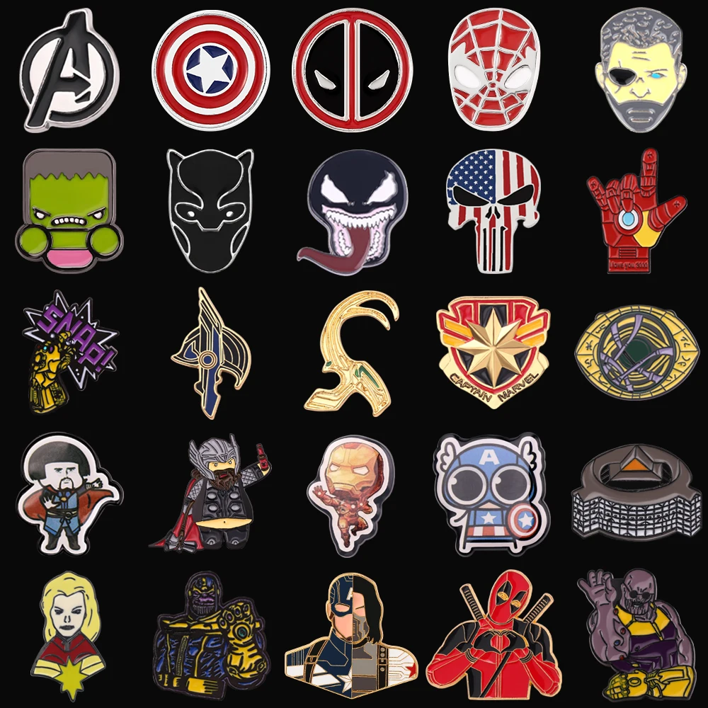 Marvel-Cinematic-Universe-Enamel-Brooches-Spiderman-Captain-America ...