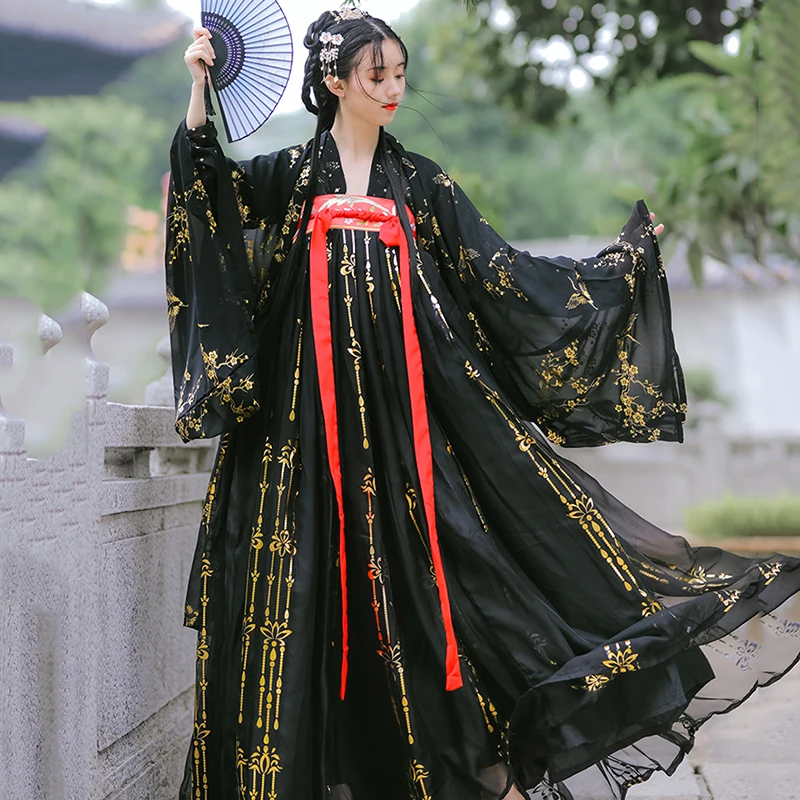 Hanfu negro para mujer, ropa tradicional china, traje de Festival ...