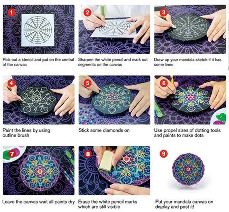 Kit d'outils de pointillage de Mandala - 35 pcs - Pinceaux, pochoirs ...