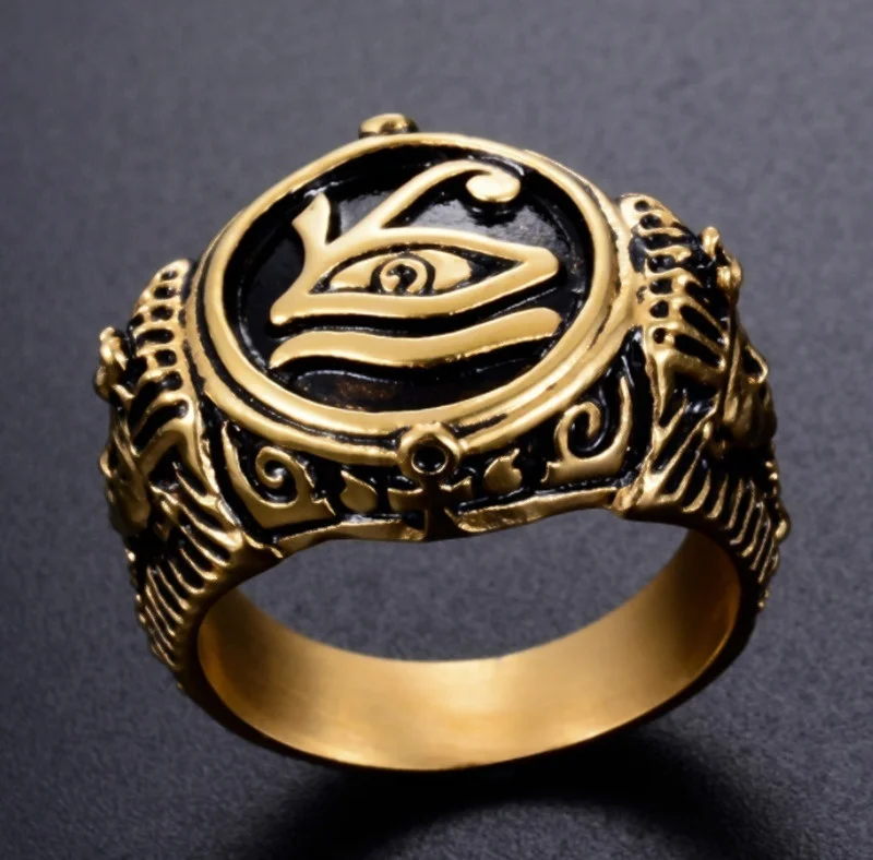Latest Classic Retro Ancient Egypt Eye of Horus Ring Men\'s Trend Hip ...