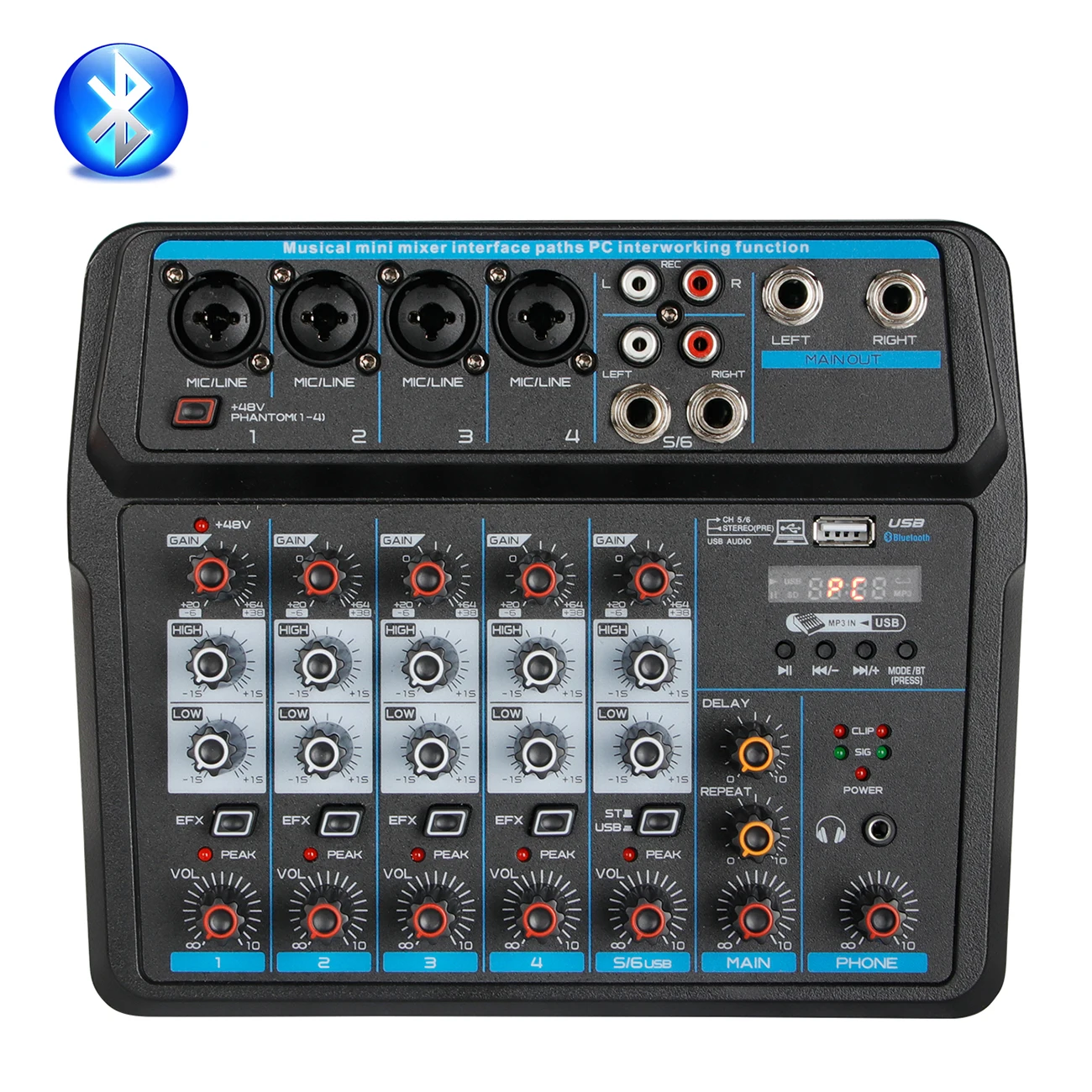 Depusheng U6 Audio Mixer 6-channel Sound Controller Interface With Usb ...