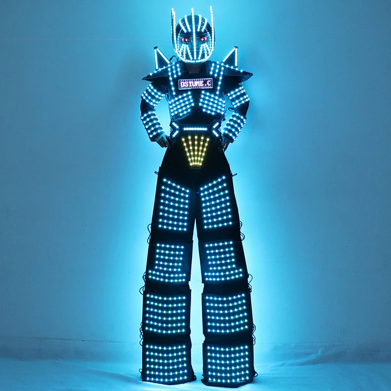 Traje de Robot andador con luz LED, ropa con logotipo de pantalla LED ...