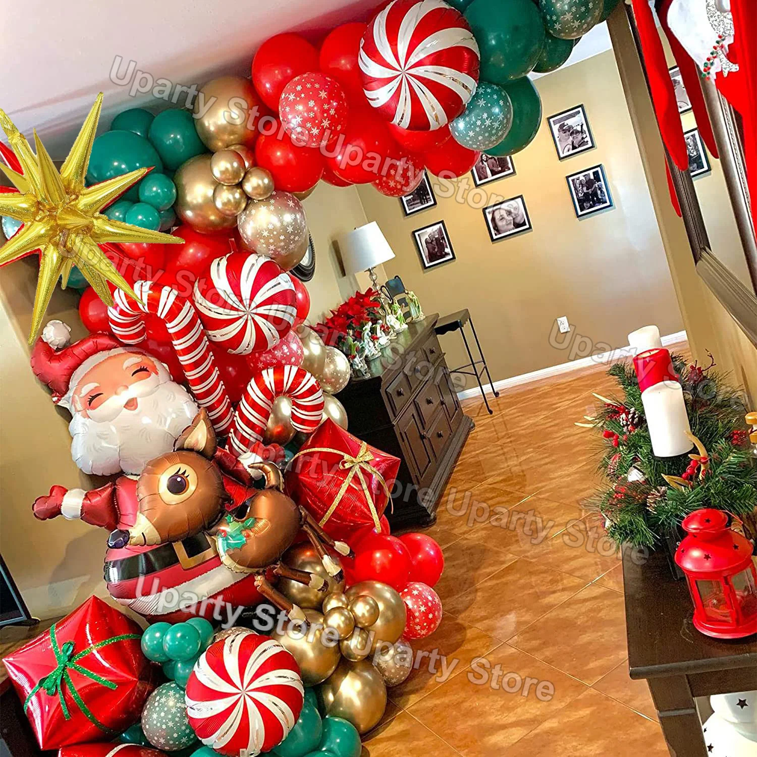 1 Set Christmas Balloons Arch Kit Santa Deer Christmas Red Candy Gift ...