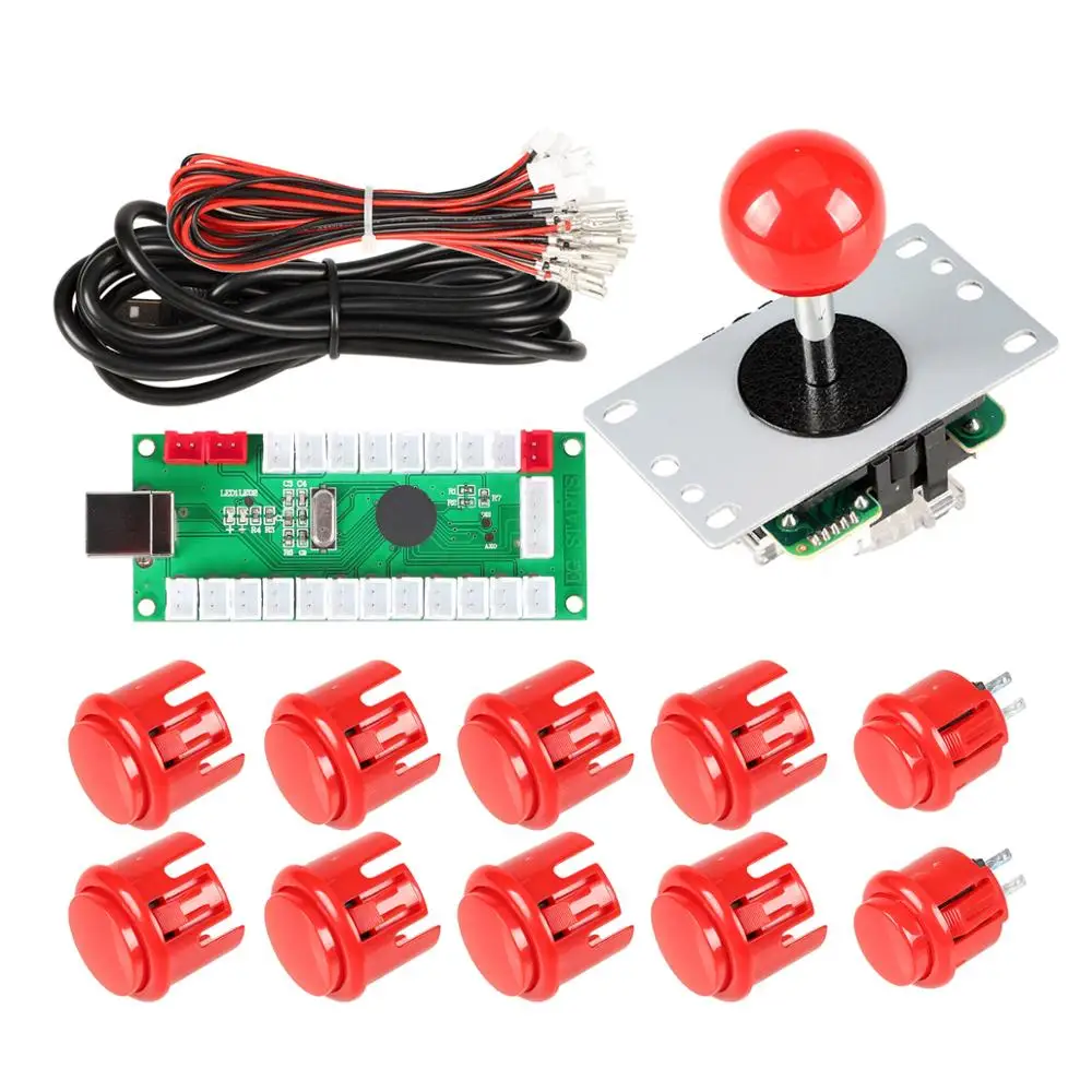 Arcade Diy Kit Onderdelen Usb Encoder Om Pc Games 5 Pin Joystick + 24Mm ...